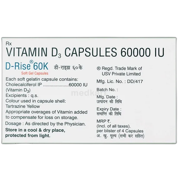 Buy D Rise 60k Capsule 4s Online at Best Price | Medkart