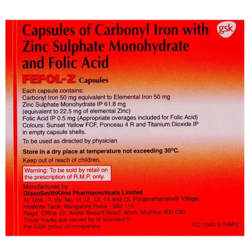 Buy Fefol Z Capsule 15s Online at Best Price | Medkart