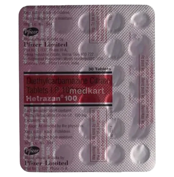 Buy Hetrazan 100mg Tablet 30s Online at Best Price | Medkart
