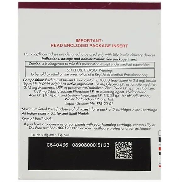 Buy Humalog Insulin Lispro Penfill 3 Ml | Medkart