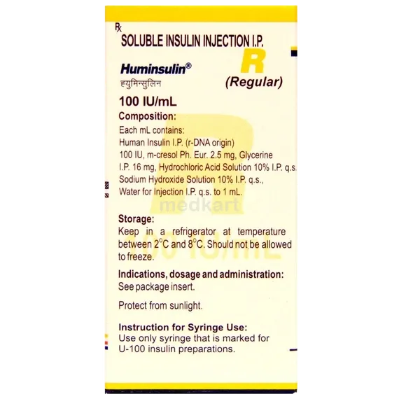 HUMINSULIN R 100IU VIAL 10 ML Price, Uses, Side Effects & Substitutes ...