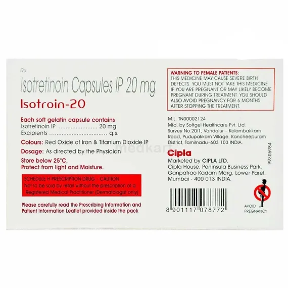 Buy Isotroin 20mg Capsule 15s Online at Best Price | Medkart