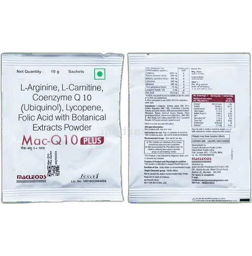 MAC Q 10 PLUS SACHET 10 GM Price, Uses, Side Effects & Substitutes ...